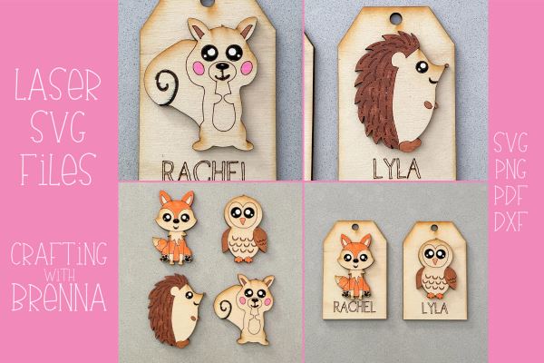 Woodland Creature Layered Tag Laser SVG File - So Fontsy