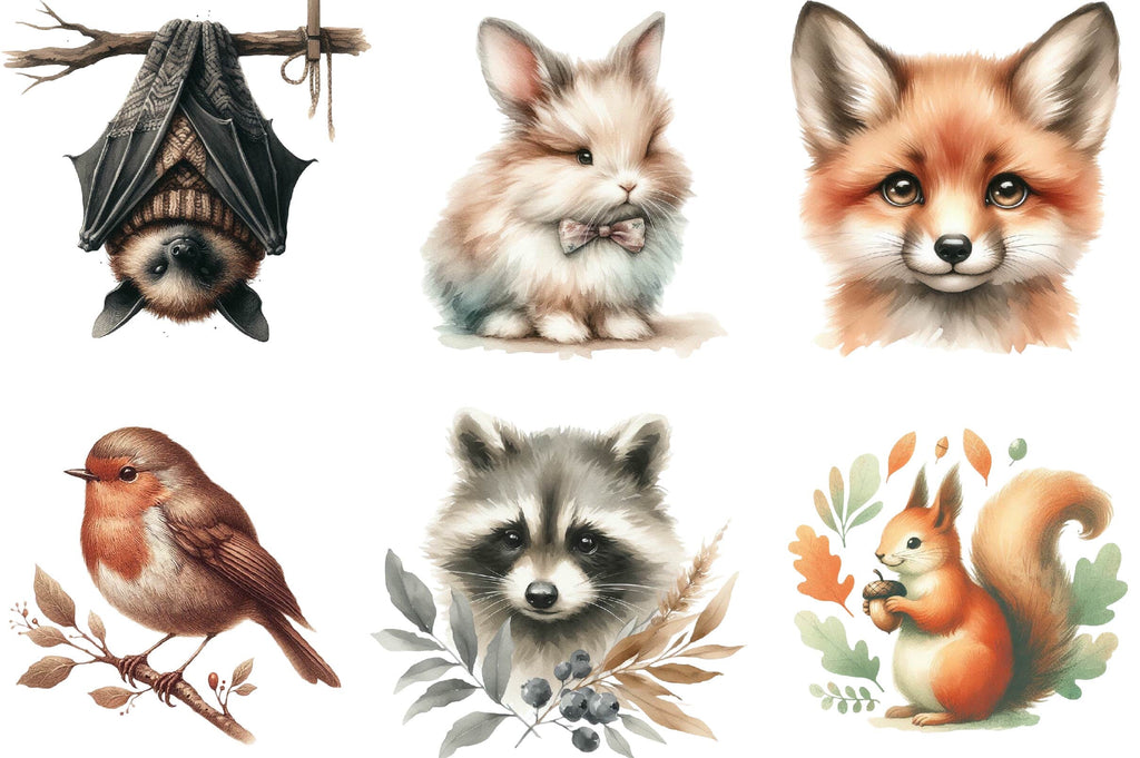 Woodland Forest Animals Clipart Bundle - So Fontsy