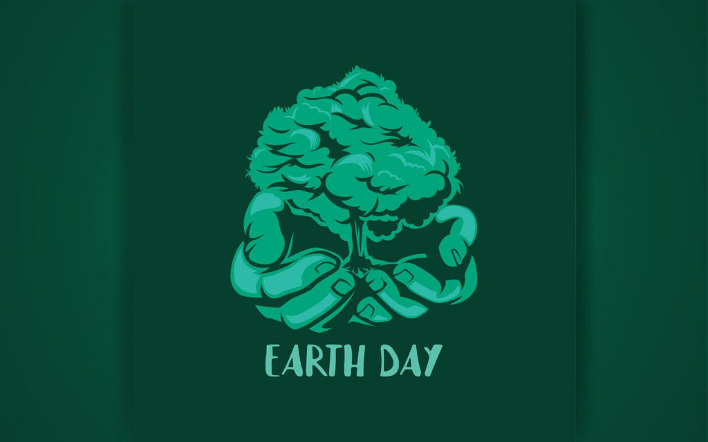 World Environment Day poster. Both hands are holding the green tree ...