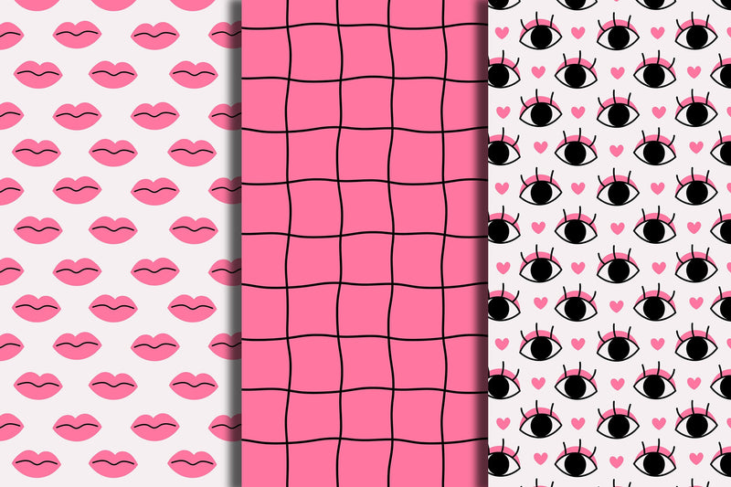 Y2K Pink Seamless Patterns - So Fontsy