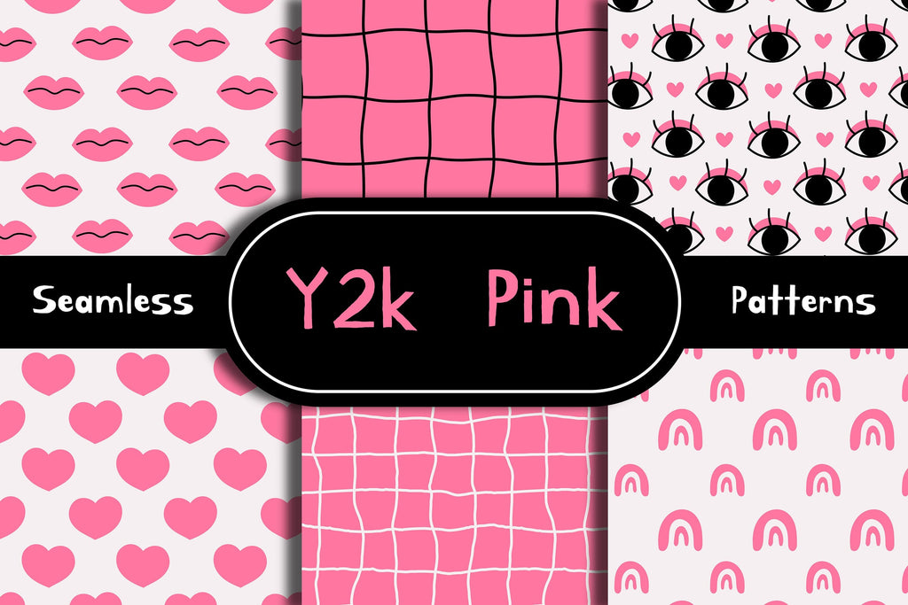 Y2K Pink Seamless Patterns - So Fontsy