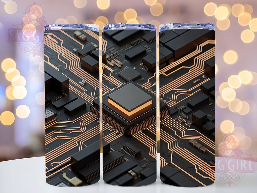 Yellow Computer Chip CPU Tumbler Wrap, Computer nerd gift, Electronic ...