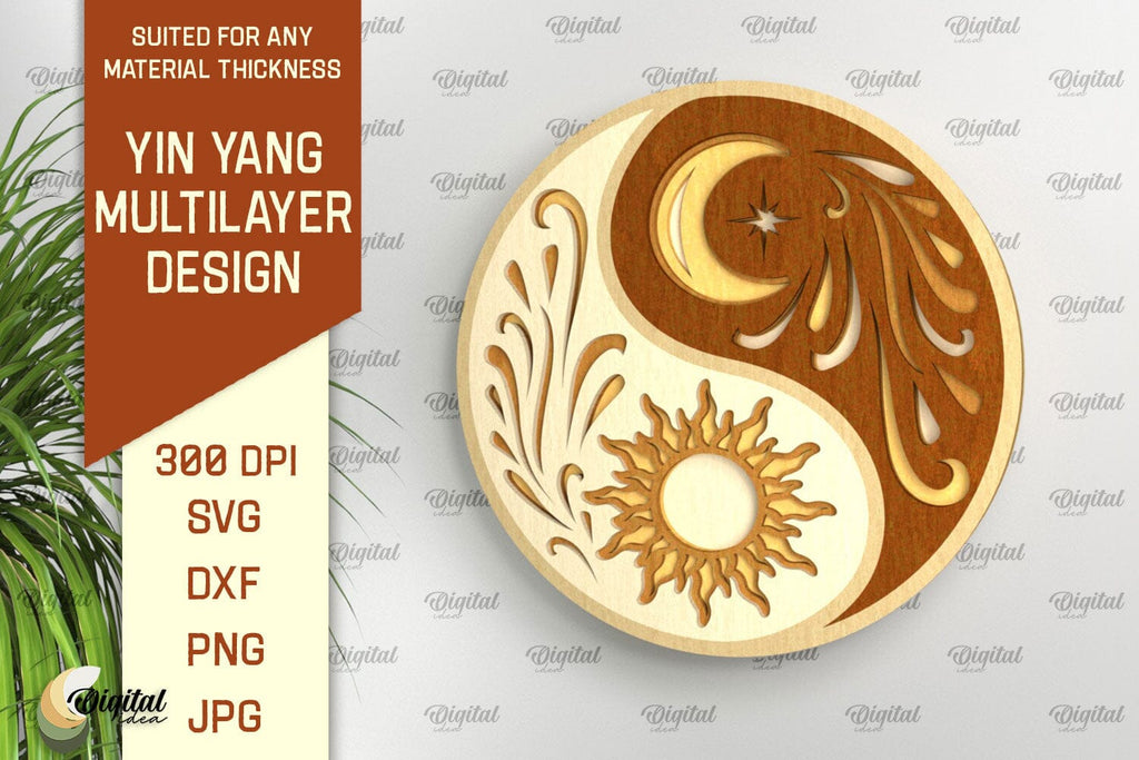 YIN YANG Multilayer Laser Cut. YIN YANG Home Decor SVG - So Fontsy