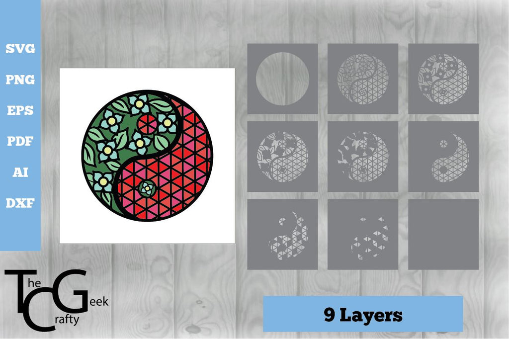 Yin Yang Shadow Box and 3D Layered SVG - So Fontsy