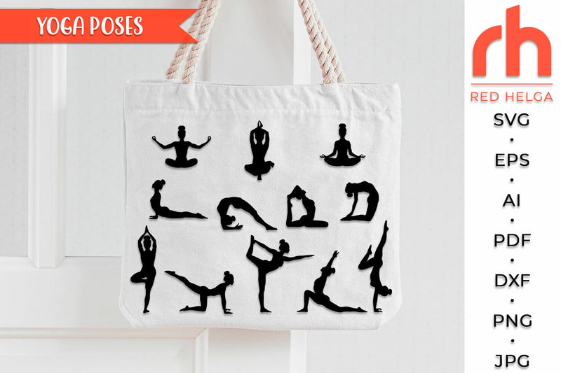 Yoga Poses SVG, Asana Cut File, Pose Practice DXF, Yoga Sign - So Fontsy
