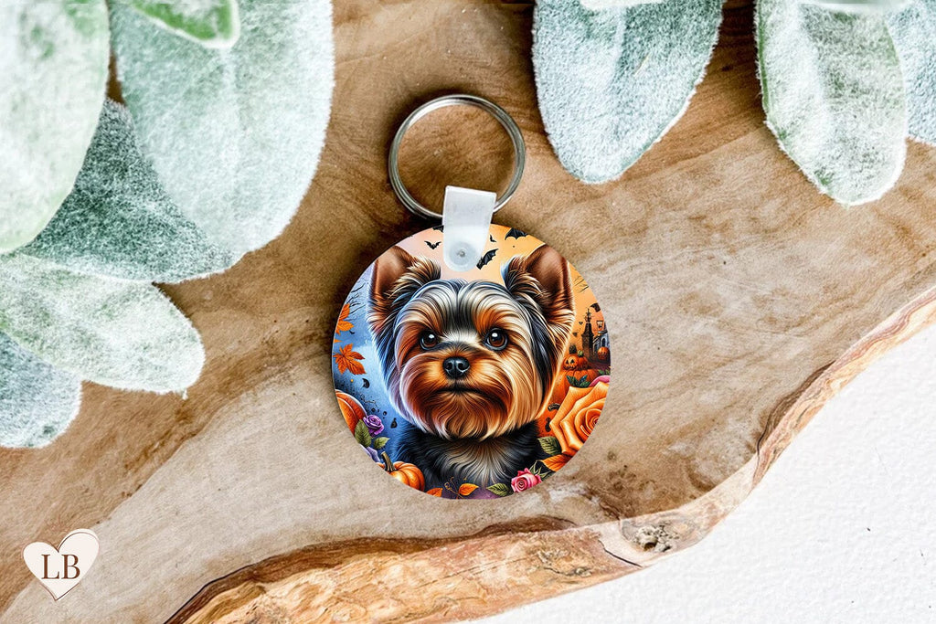 Yorkie Keychain Sublimation, Halloween Key Ring PNG - So Fontsy