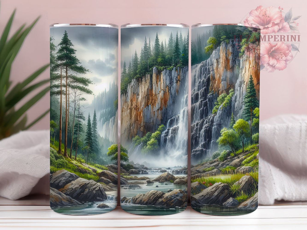 Yosemite Mountain Tumbler Wrap, Yosemite, Mountain Waterfall, Tumbler ...