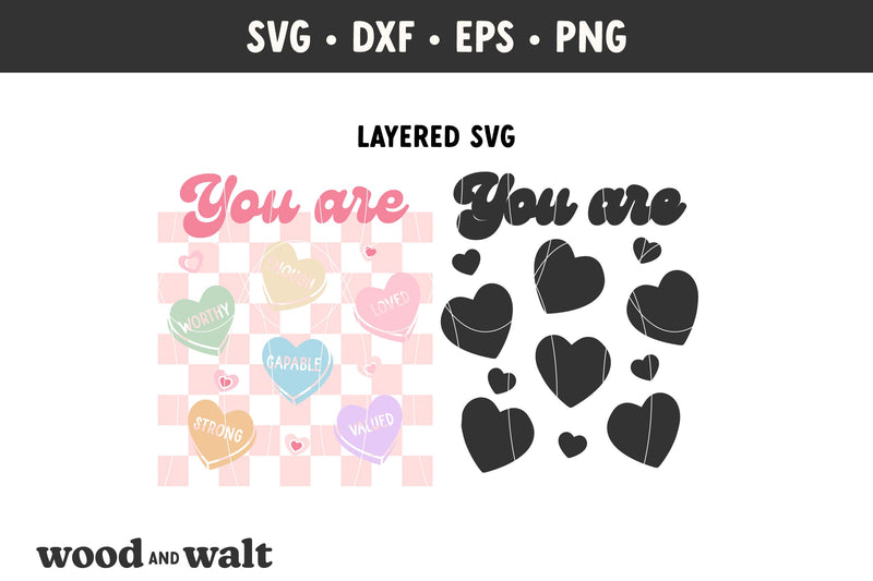You Are Enough SVG | Valentine Self Love PNG | Conversation Hearts Cut ...