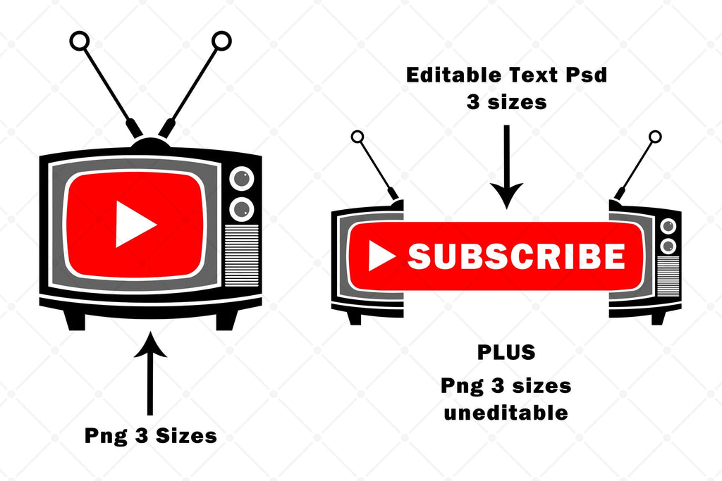 YouTube Subscribe Retro Television Png Graphic Designs - So Fontsy