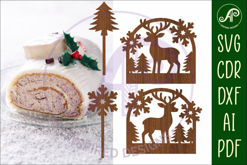 Yule log ends and toppers Christmas desert laser cut design - So Fontsy