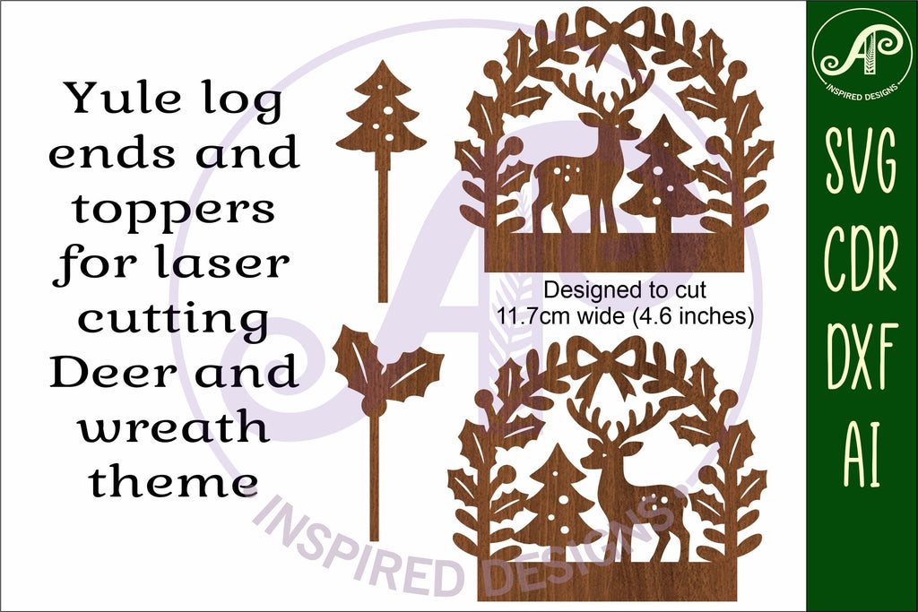 Yule log ends and toppers Christmas desert laser cut design - So Fontsy