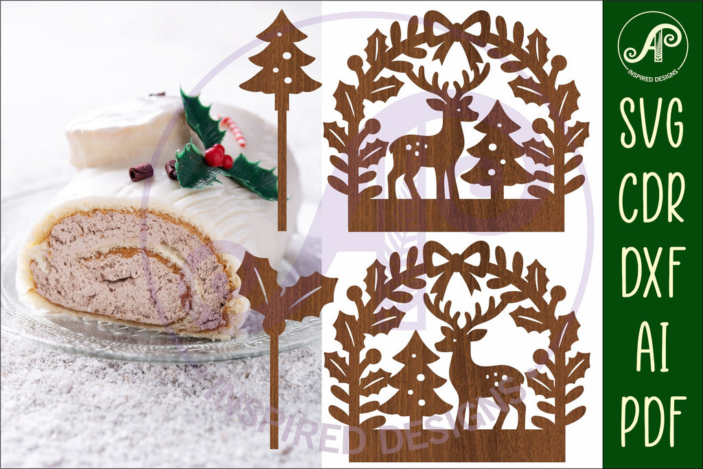 Yule log ends and toppers Christmas desert laser cut design - So Fontsy