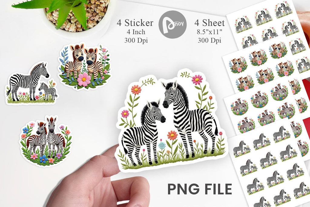 Zebra Embroidery Sticker - So Fontsy