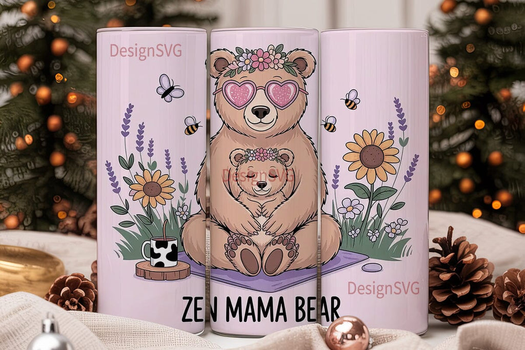 Zen Mama Bear 20oz Tumbler Wrap - So Fontsy