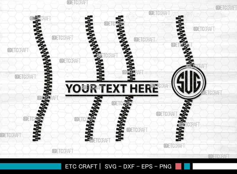 Zipper Monogram, Zipper Silhouette, Zipper SVG Bundle, Black Zipper Svg ...