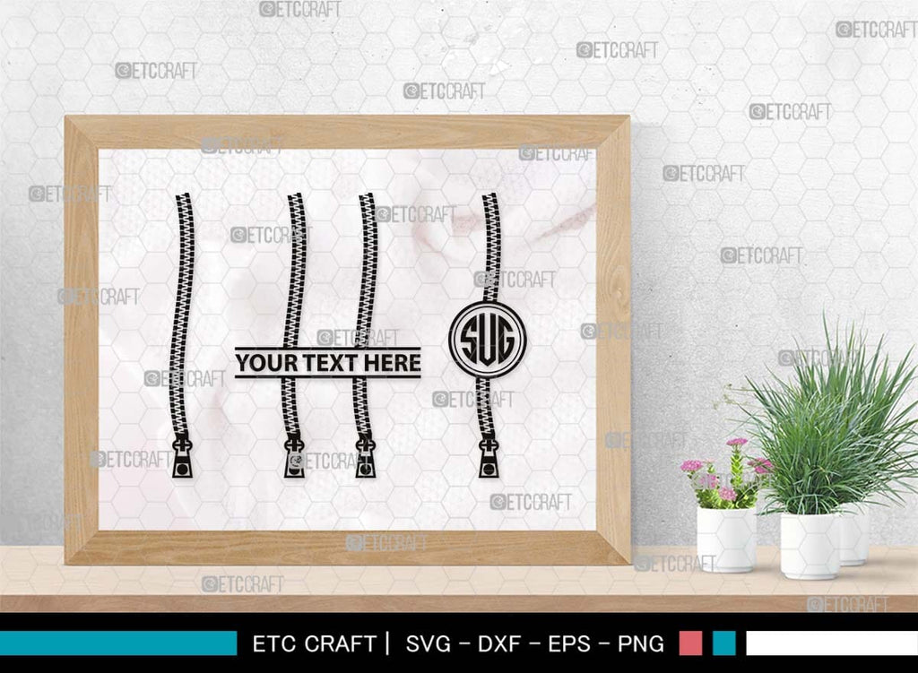 Zipper Monogram, Zipper Silhouette, Zipper SVG Bundle, Black Zipper Svg ...