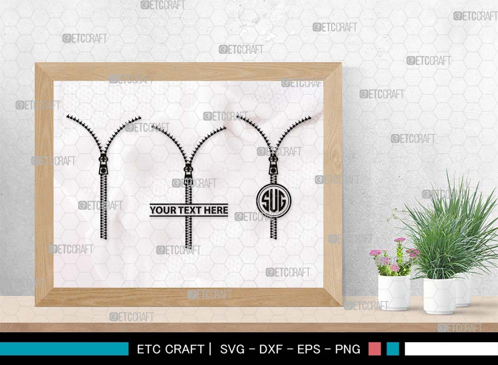 Zipper Monogram, Zipper Silhouette, Zipper SVG Bundle, Black Zipper Svg ...