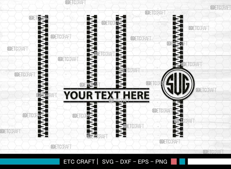 Zipper Monogram, Zipper Silhouette, Zipper SVG Bundle, Black Zipper Svg ...