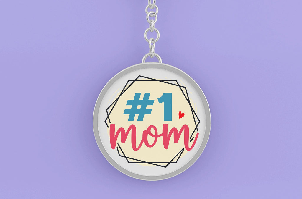 #1 Mom, Round Key ring SVG - So Fontsy