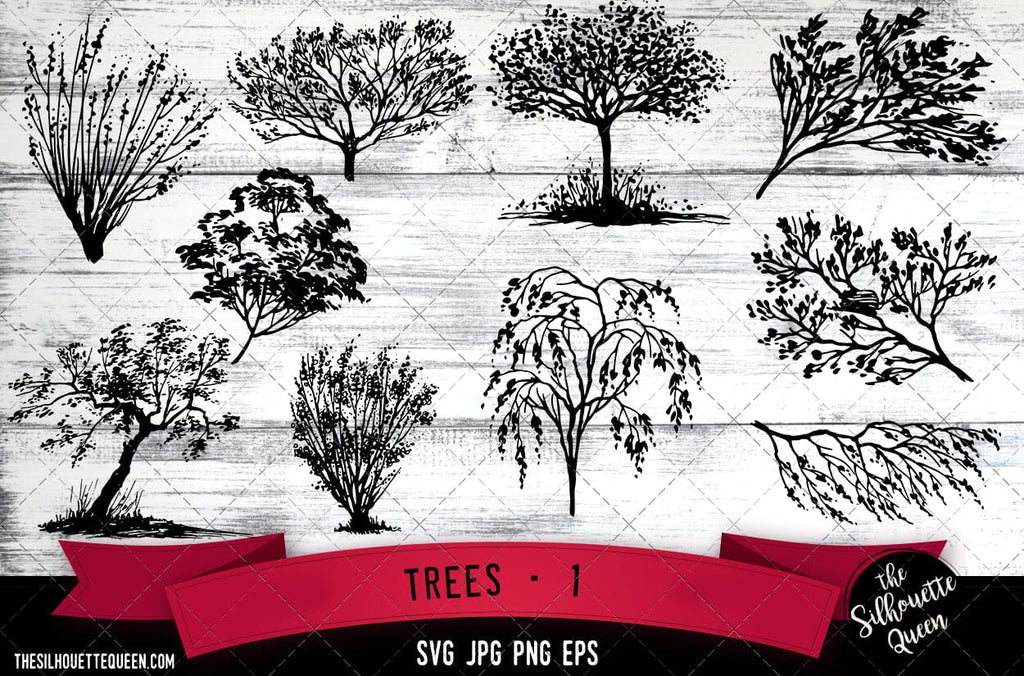 1. Trees - 1 SVG -Vector Art Commercial & Personal Use- Cricut,Silhoue ...