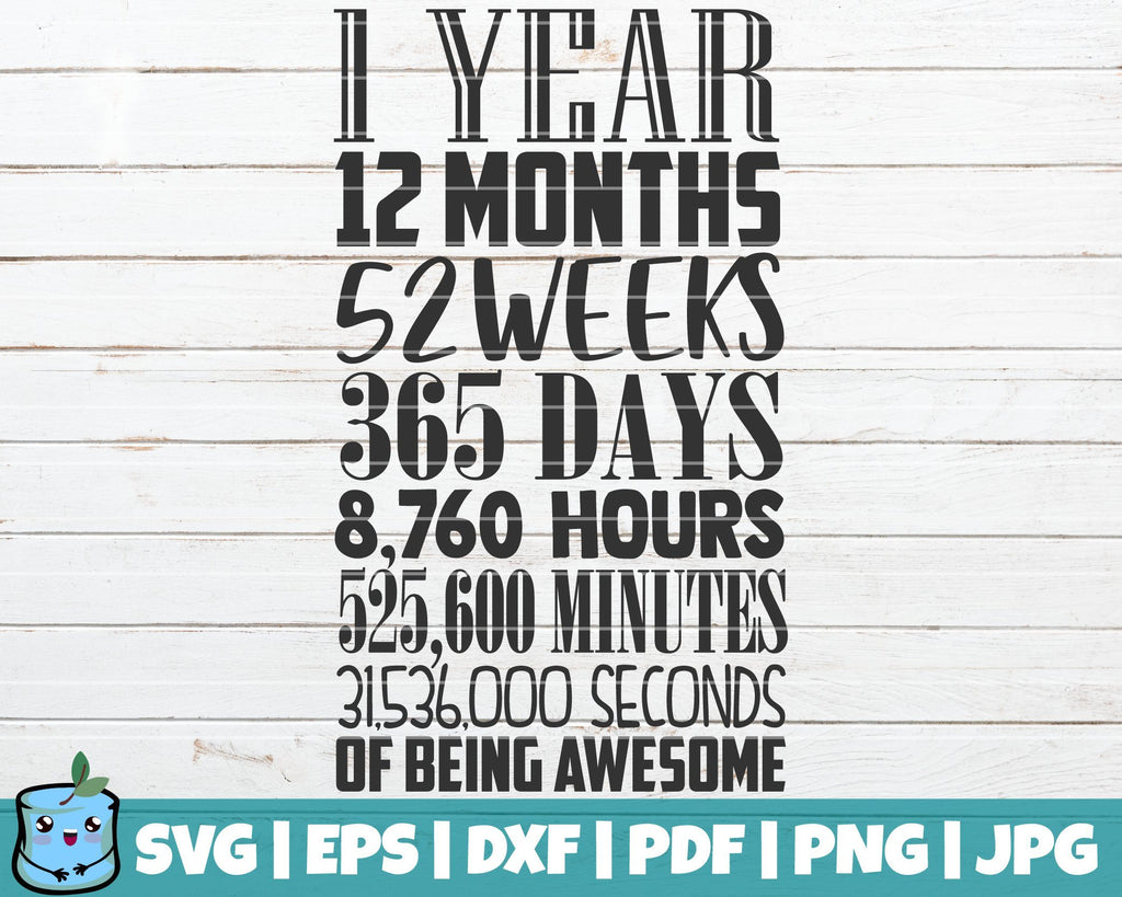 1 Year In Months Weeks Days Hours Minutes Seconds - So Fontsy