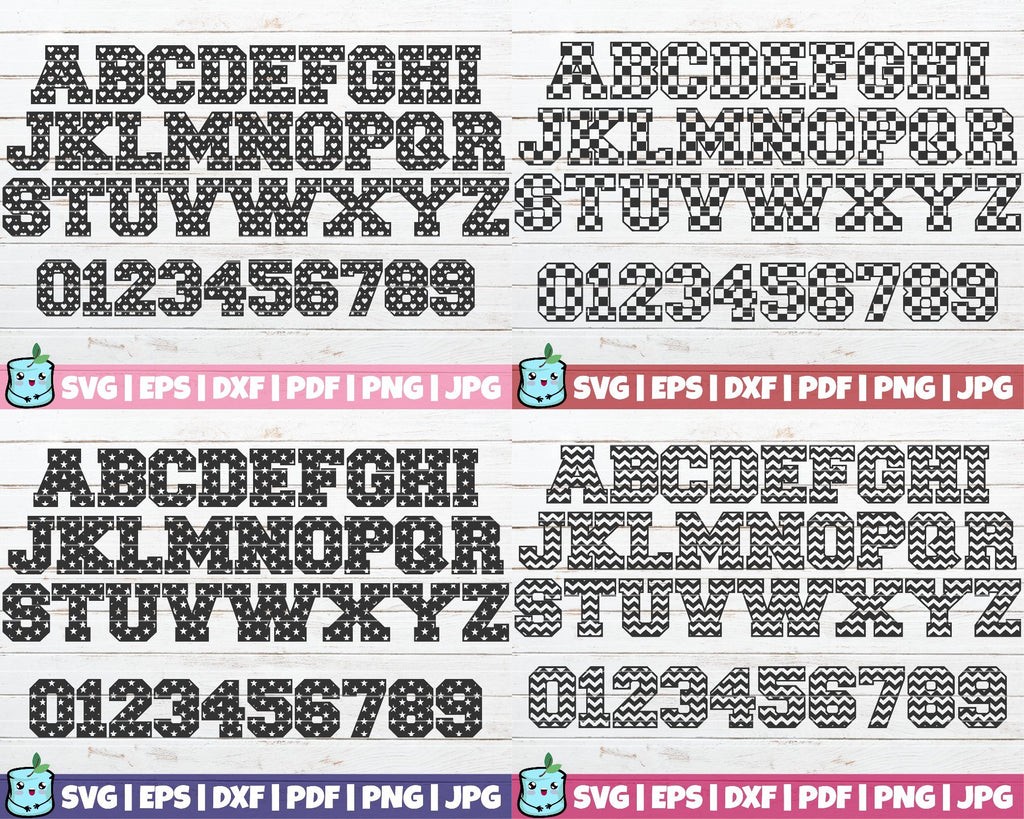 10 Pattern Alphabets And Numbers SVG Bundle - So Fontsy