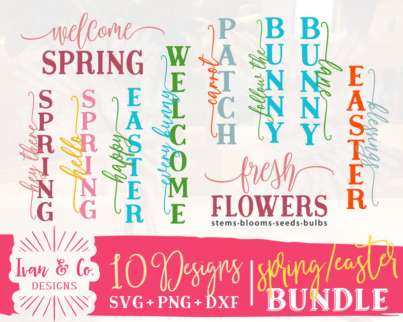 10 Spring & Easter Signs SVG Bundle #1 | Farmhouse Svg | Bunny Svg ...
