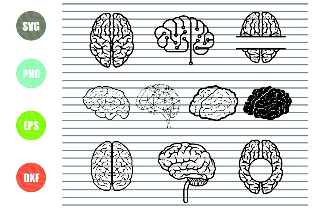 10 Styles Brain SVG, Brain PNG, Brain Clipart, Brain Cut File, Brain S ...