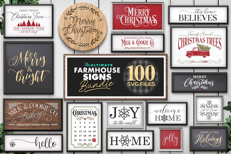 100 Christmas Farmhouse Signs Bundle | SVG BEST SELLER | - So Fontsy