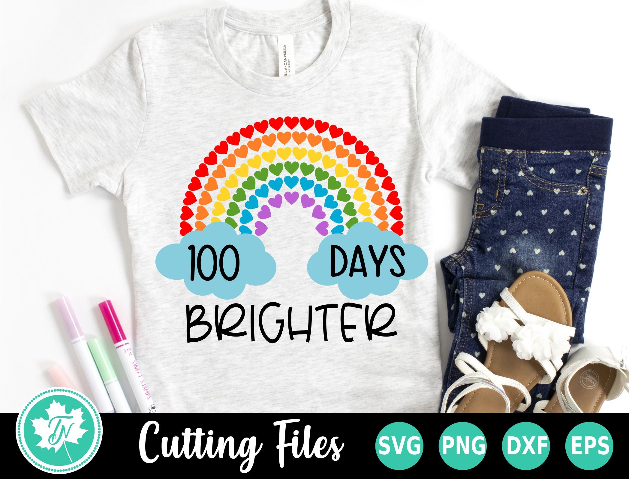 100 Days of School SVG | 100 Days Brighter Rainbow - So Fontsy