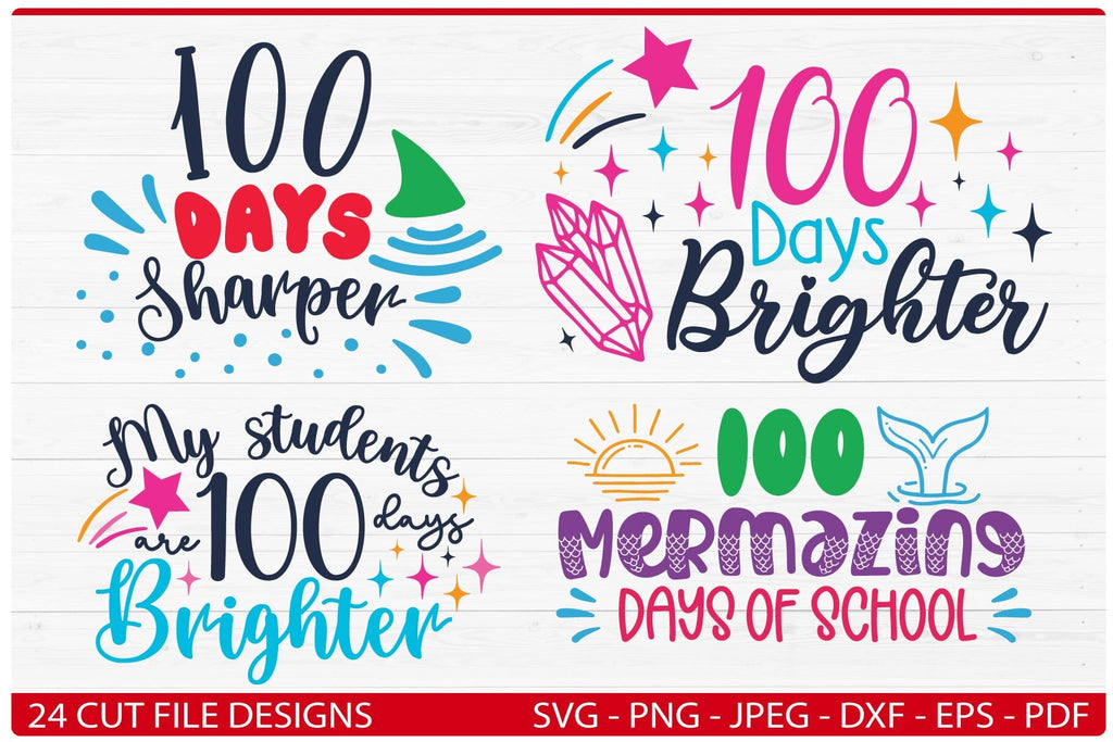 100 Days of School SVG Bundle For Teachers and Students - So Fontsy
