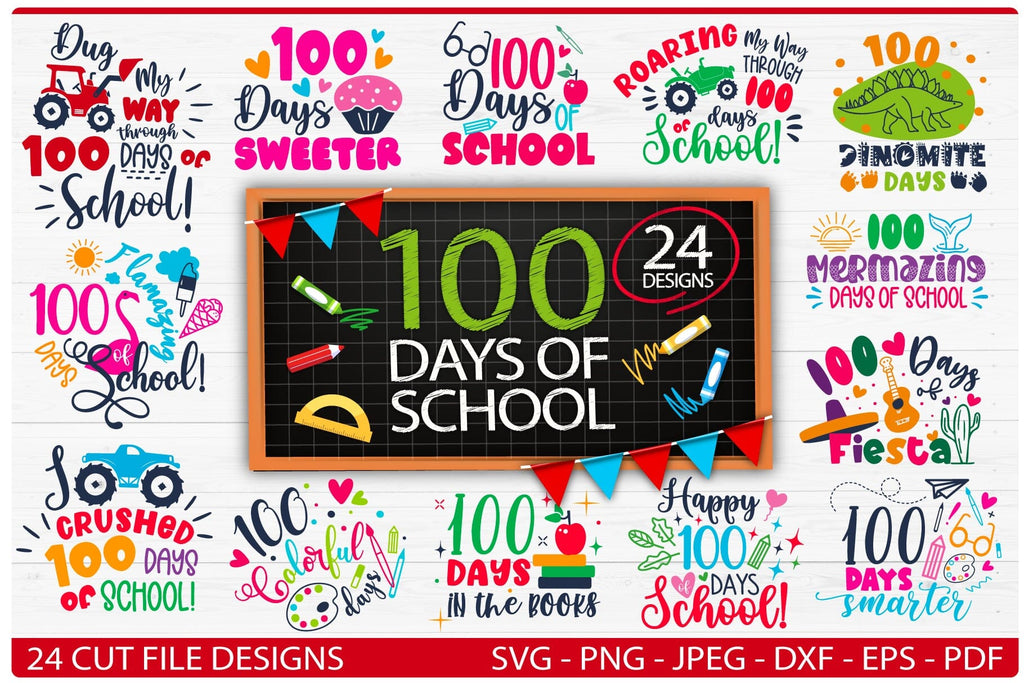 100 Days of School SVG Bundle For Teachers and Students - So Fontsy