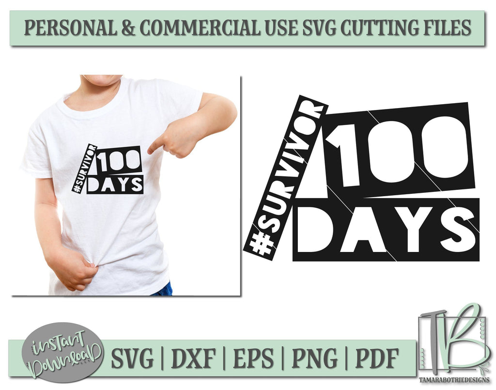 100 Days of School SVG File, 100 Days Survivor SVG - So Fontsy