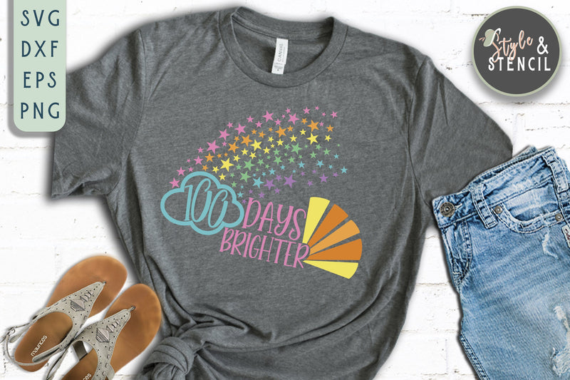 100 Days of School SVG Rainbow - 100 Days Brighter - 100 Days Girls ...