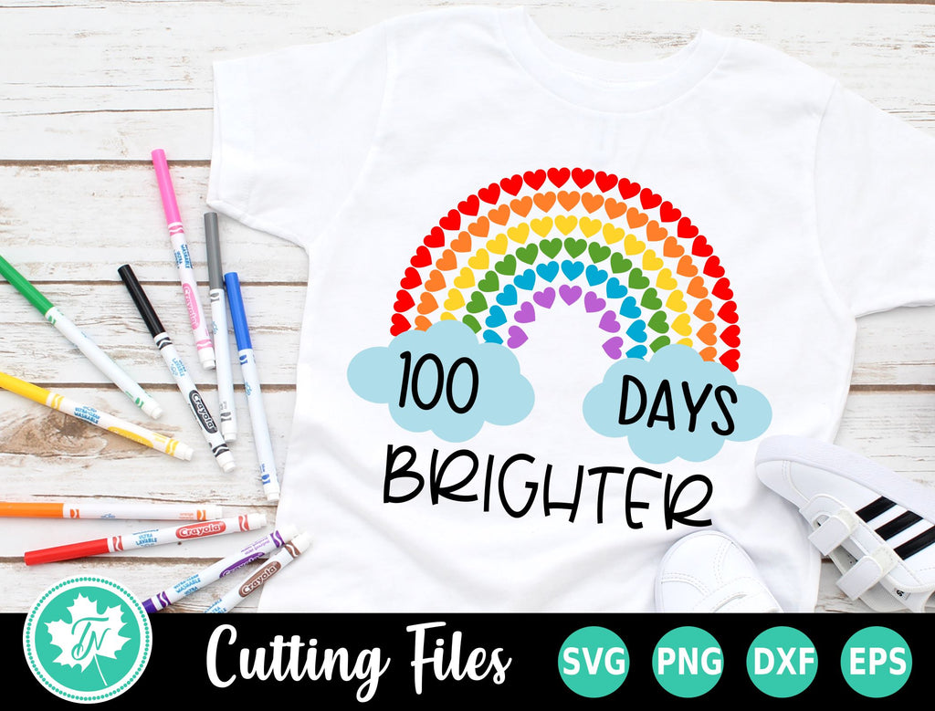 100 Days of School SVG | Rainbow SVG | 100 Days Brighter - So Fontsy