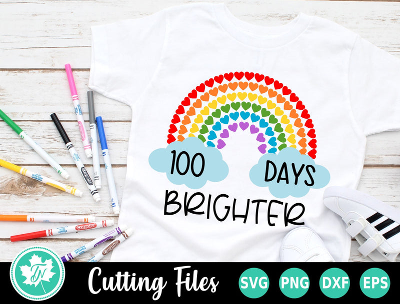 100 Days of School SVG | Rainbow SVG | 100 Days Brighter - So Fontsy