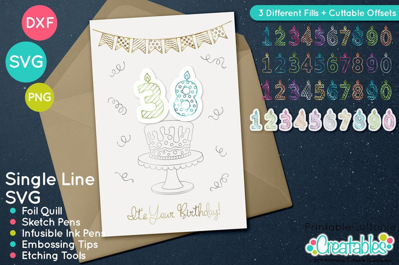 107 Birthday Single Line SVG Designs Sketch Bundle - So Fontsy