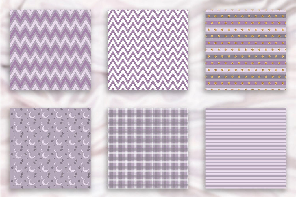 12 Pastel Purple Digital Papers - So Fontsy
