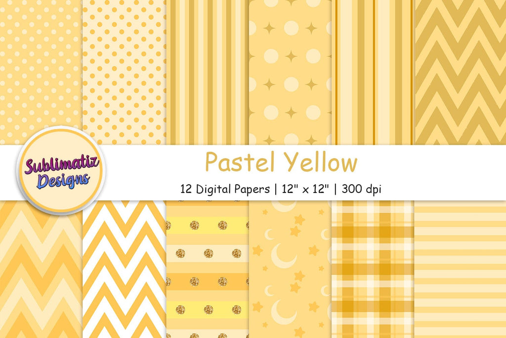 12 Pastel Yellow Digital Papers - So Fontsy