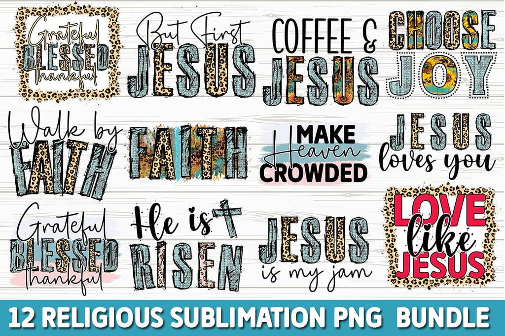 12 Religious Sublimation PNG Bundle - So Fontsy