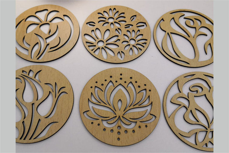 12 Round flower coasters svg, Floral Grill trivet laser cut files - So ...