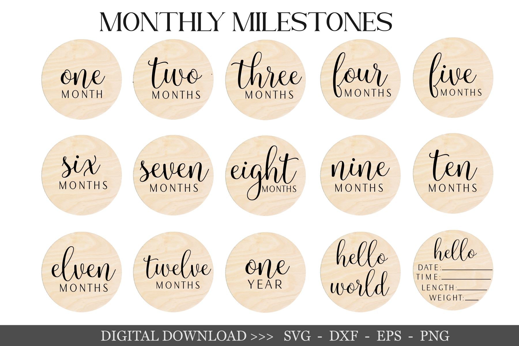 15 Baby Monthly Milestone svg Bundle , Baby Monthly Milestone Rounds ...