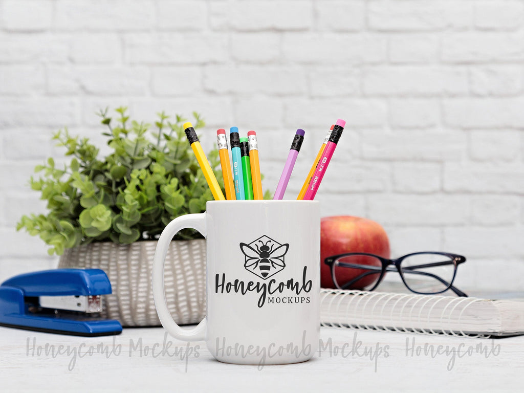 15 Ounce White Mug Mockup, Teacher Mug Mockup, Mug Sublimation Mockup ...