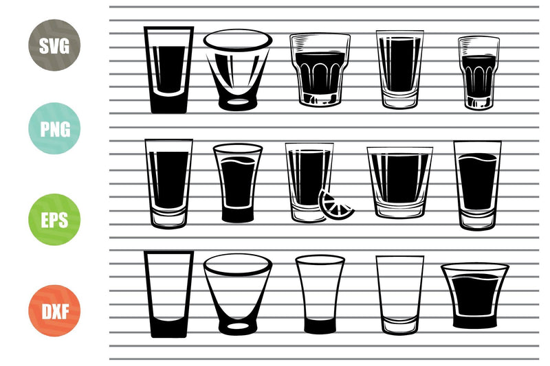 15 Styles Shot Glasses svg, Shot Glasses cut files, Shot glass svg cut ...
