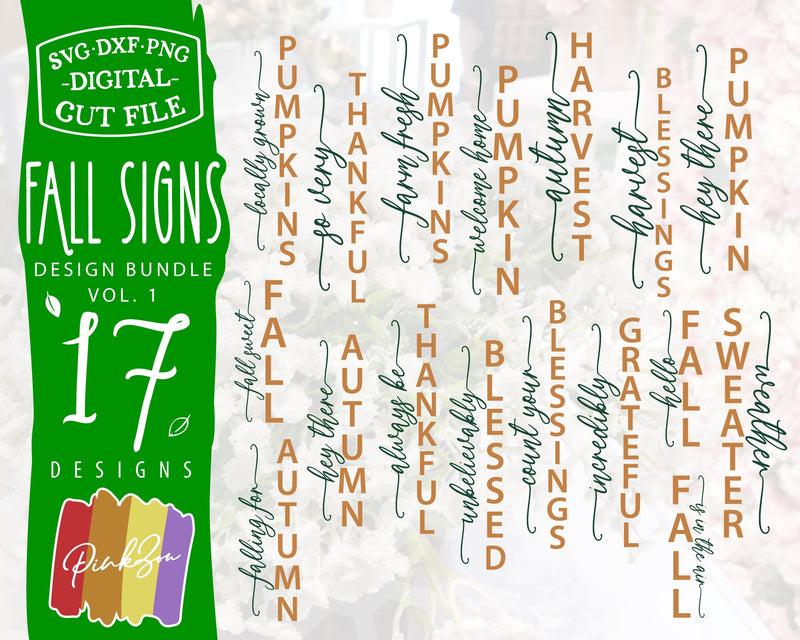 17 Fall Signs SVG Bundle Vol. 1, Hey There Pumpkin Svg, Fall Sweet Fall ...
