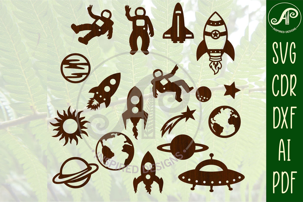 17 Space theme cut out designs, laser cut file, shapes. SVG - So Fontsy