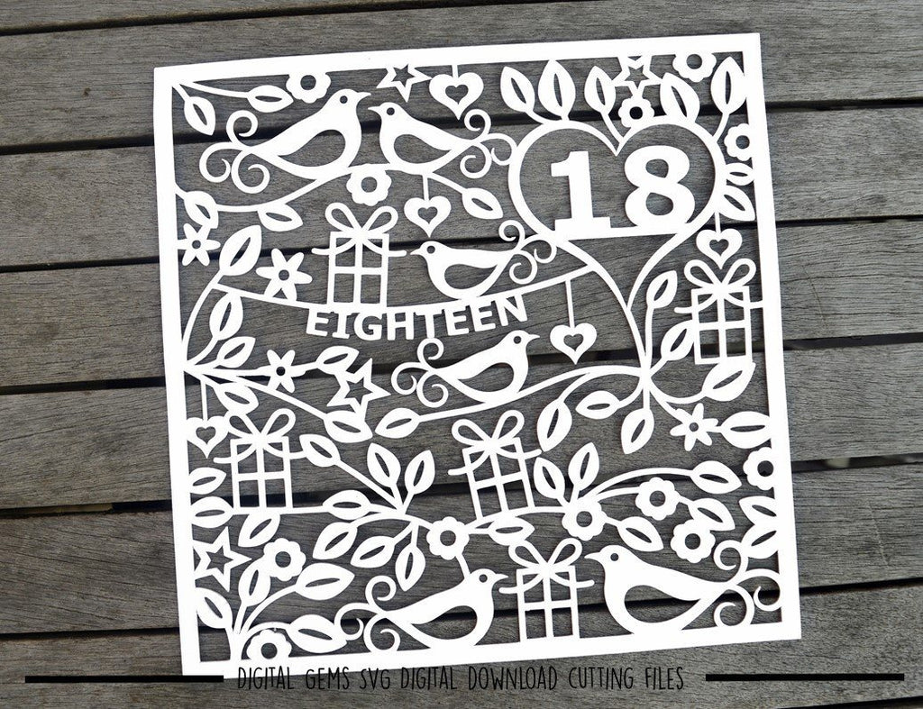 18th Birthday paper cut SVG / DXF / EPS files - So Fontsy