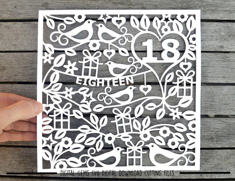 18th Birthday paper cut SVG / DXF / EPS files - So Fontsy