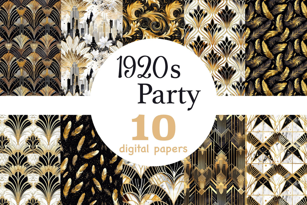 1920s Party Papers | Black and Gold Foil - So Fontsy