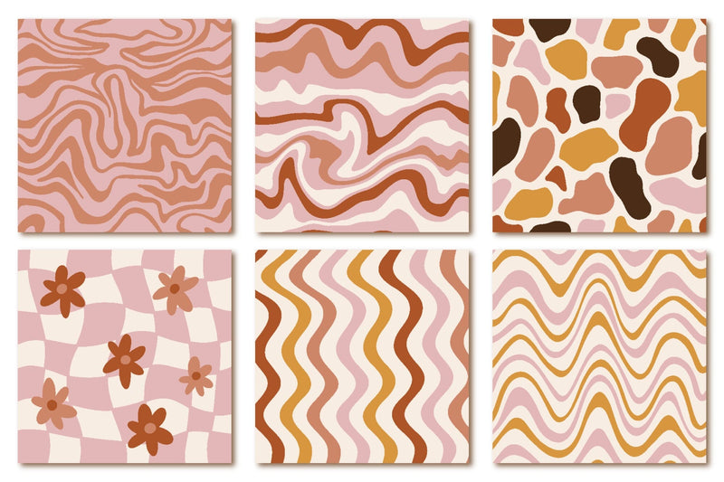 1970 Retro Groovy Digital Papers 18 Backgrounds - So Fontsy